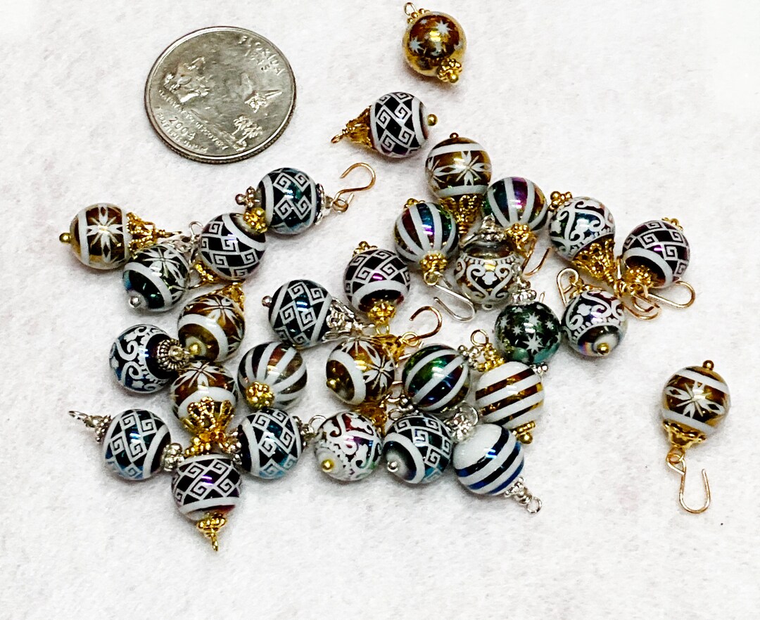 18 Assorted Electroplated Miniature Christmas Tree Ornaments 10mm for ...