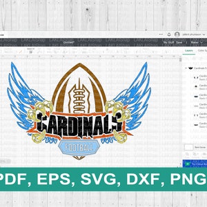 Cardinal Wings Football Team Svg, Football Team Svg, Cardinals Svg ...