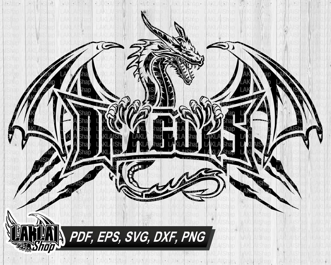 Dragons Wing Svg, Dragon Team Svg, Dragons Mascot Svg, Dragons Spirit ...