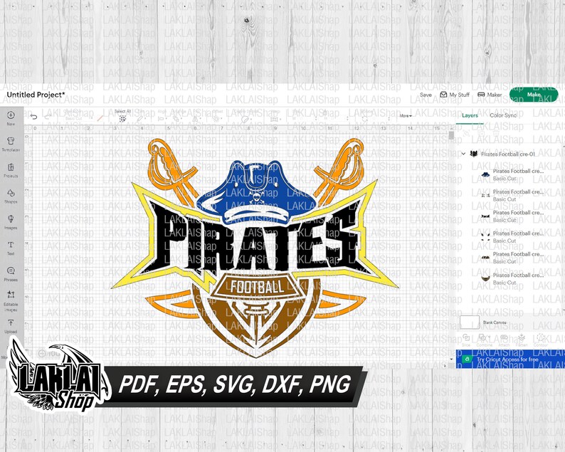 Pirates Football Mascot, SVG School Spirit, Digital File (png, Eps, Pdf ...