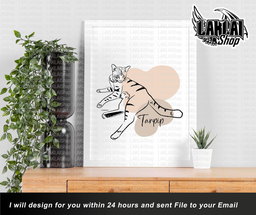 Custom Pet Outline Drawing, Custom Drawing,outline Pet Design, Cat and ...