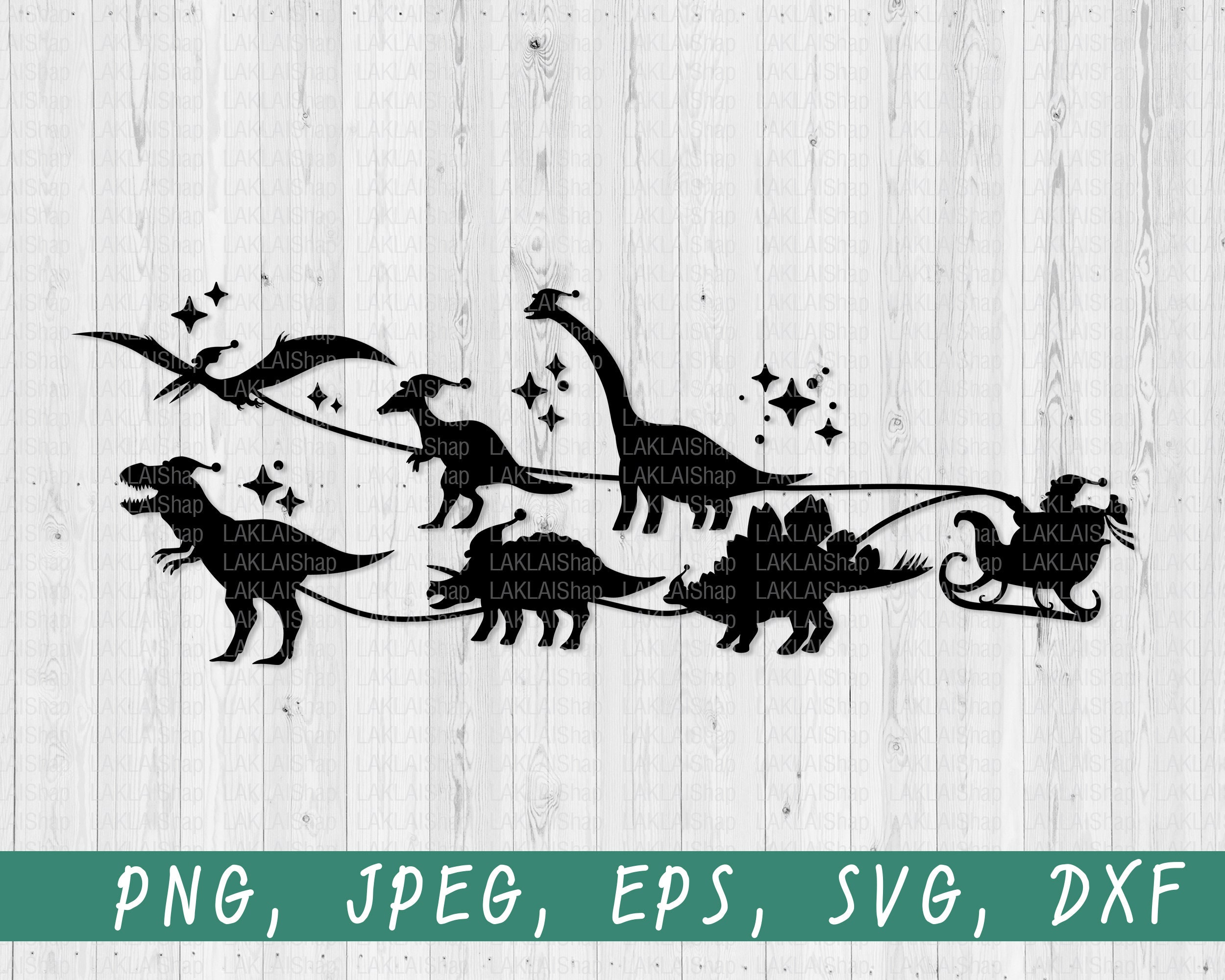 Christmas Dinosaur Sleigh Ride SVG Boy's Xmas T-rex Svg | Etsy
