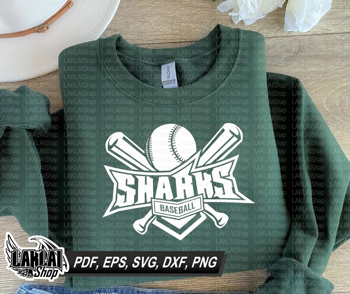 Sharks Baseball Team SVG, School Sports Cut Files (digital Download) - Etsy