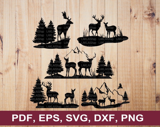 Deer Silhouette SVG Bundle, Png Dxf - Etsy Canada