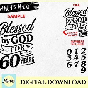 Blessed by God for 60 Years Svg, 60th Birthday Svg, 60th Birthday Shirt ...