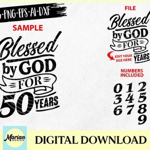 Blessed by God for 50 Years Svg, 50th Birthday Svg, 50th Birthday Shirt ...