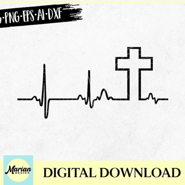 Cross and Heartbeat - Etsy