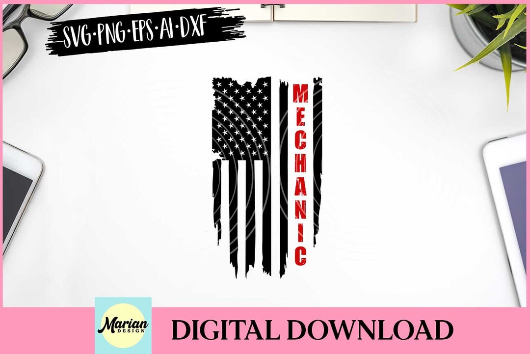 Mechanic Flag Svg, Cut File, Mechanic Svg, Flag Svg, Us Flag Svg ...