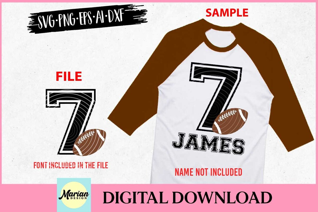 7th Birthday Football Svg, 7 Years Old, Birthday Svg, Birthday Svg File ...