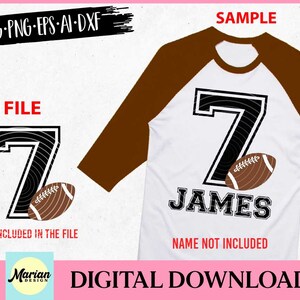 7th Birthday Football Svg, 7 Years Old, Birthday Svg, Birthday Svg File ...