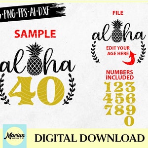 Aloha 40 Svg,40th Birthday Svg, Birthday Svg, Hawaiian Birthday ...