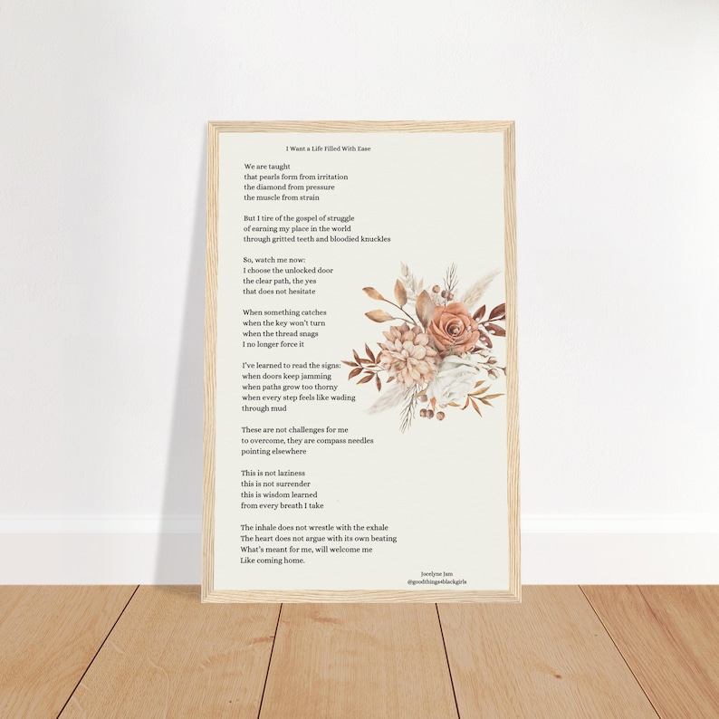 Original Poem Print: the Easy Life, Typography Wall Art (digital ...