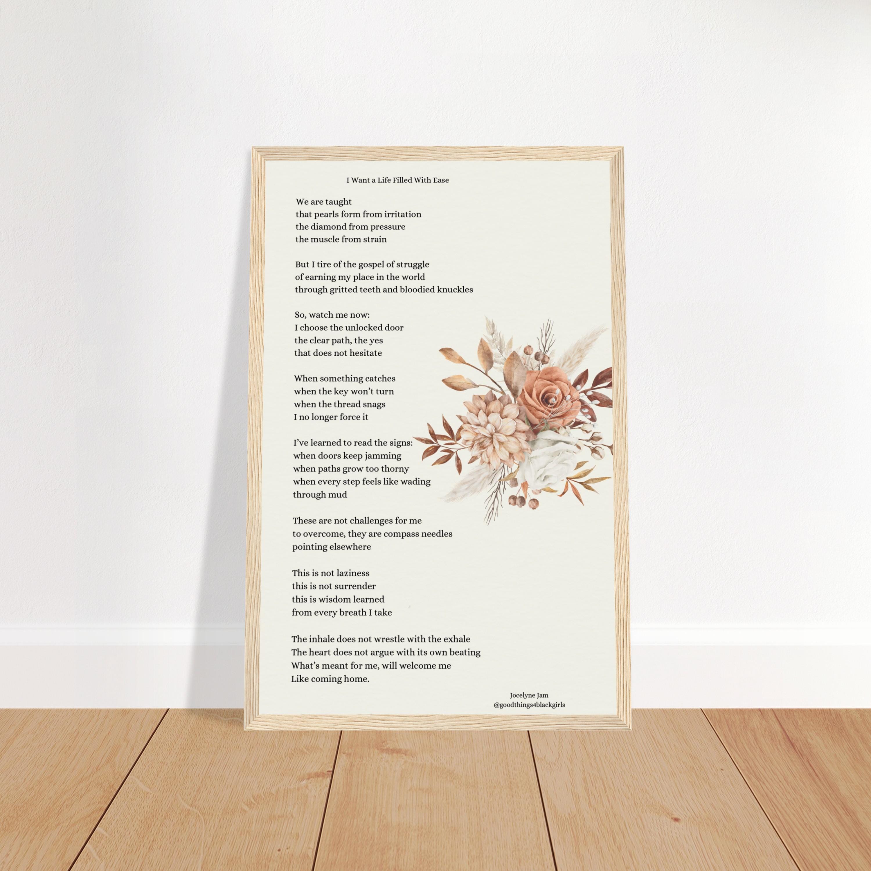 Original Poem Print: the Easy Life, Typography Wall Art (digital ...