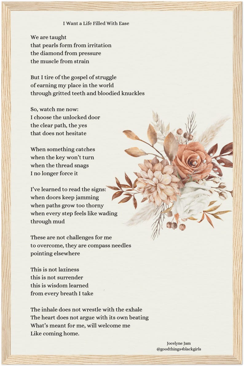 Original Poem Print: the Easy Life, Typography Wall Art (digital ...
