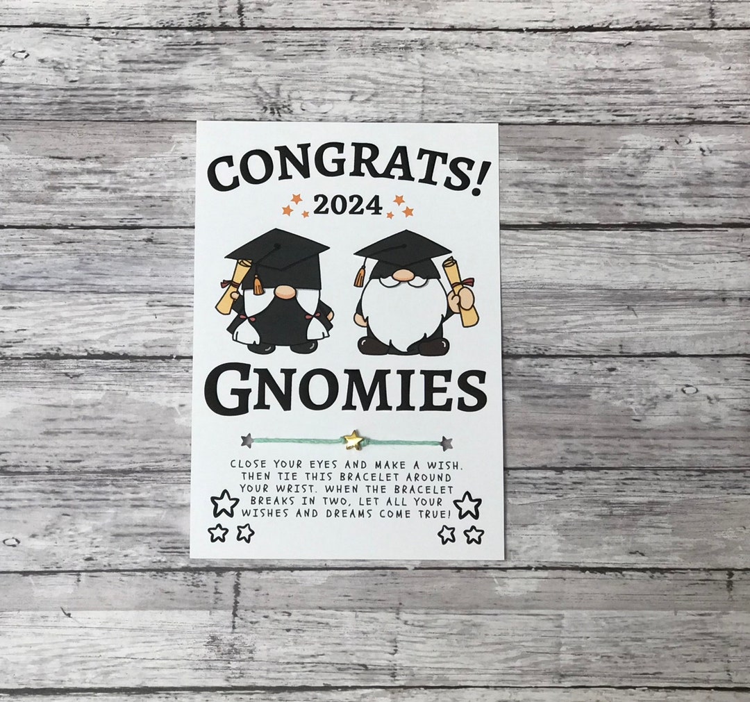 Congrats 2024 Gnomies Gnome Graduate Wish Bracelet Graduation Card ...