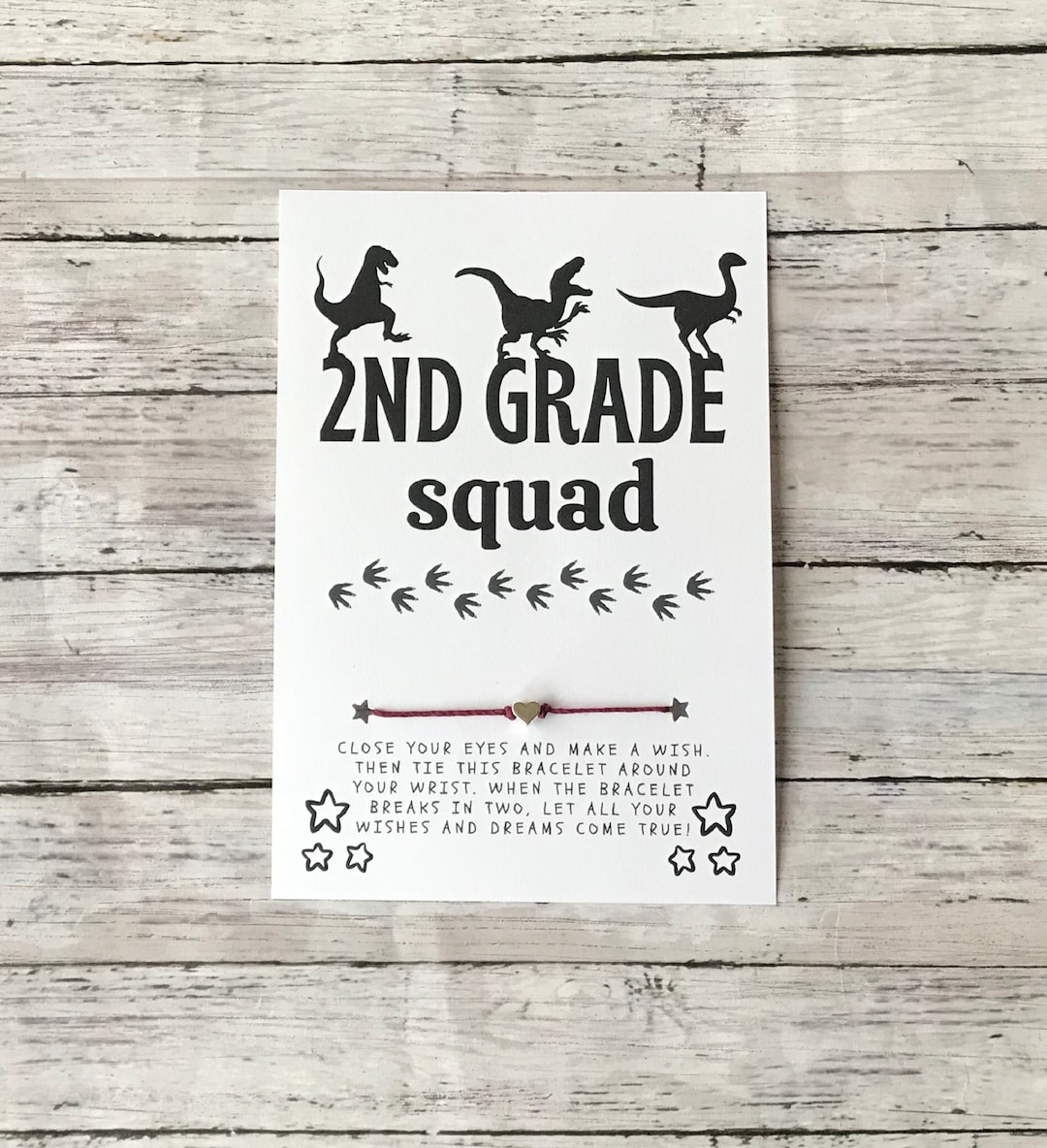 Dinosaurs Dino 2nd Grade Squad Wish Bracelet, Classroom Wish Bracelet ...