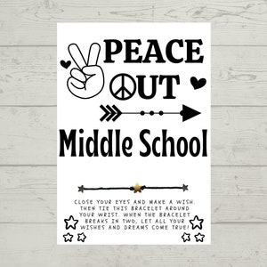 PEACE OUT Middle School End of School Year Wish Bracelet, Classroom ...