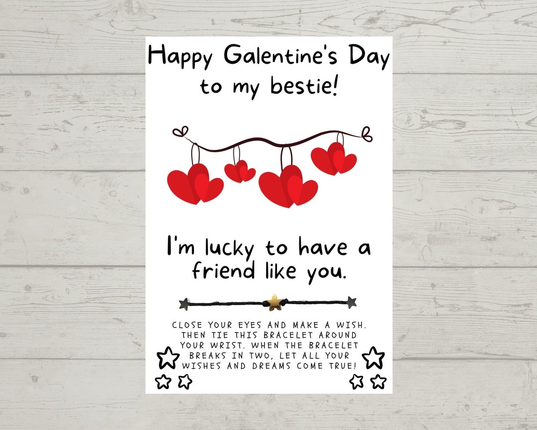 Galentines Day Bestie Make A Wish Bracelet, Galentines Day Gift for ...
