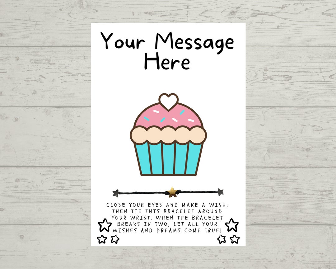 Cupcake Wish Bracelet Happy Birthday Gift Thank You Party Favor Make a ...