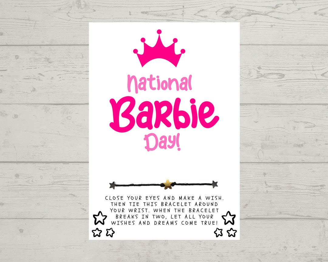 National Barbie Day Wish, Wish Bracelet, Barbie Party Favor, Make A ...