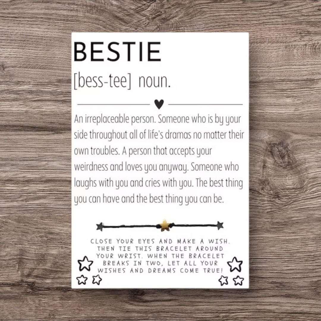 Bestie Definition, Happy GALENTINE'S Day Card Hearts Wish Bracelet ...