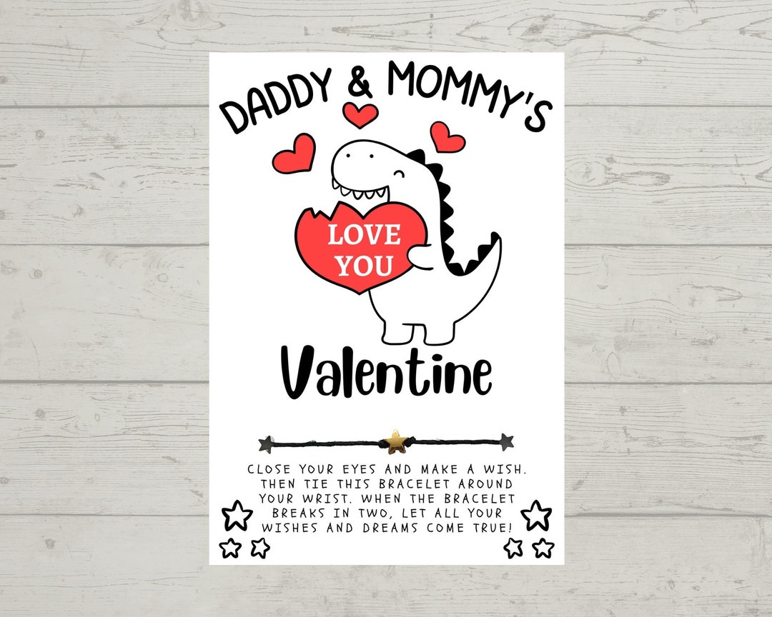 DADDY & MOMMY'S Valentine Heart Dinosaur Wish Bracelet, Love You Gift ...