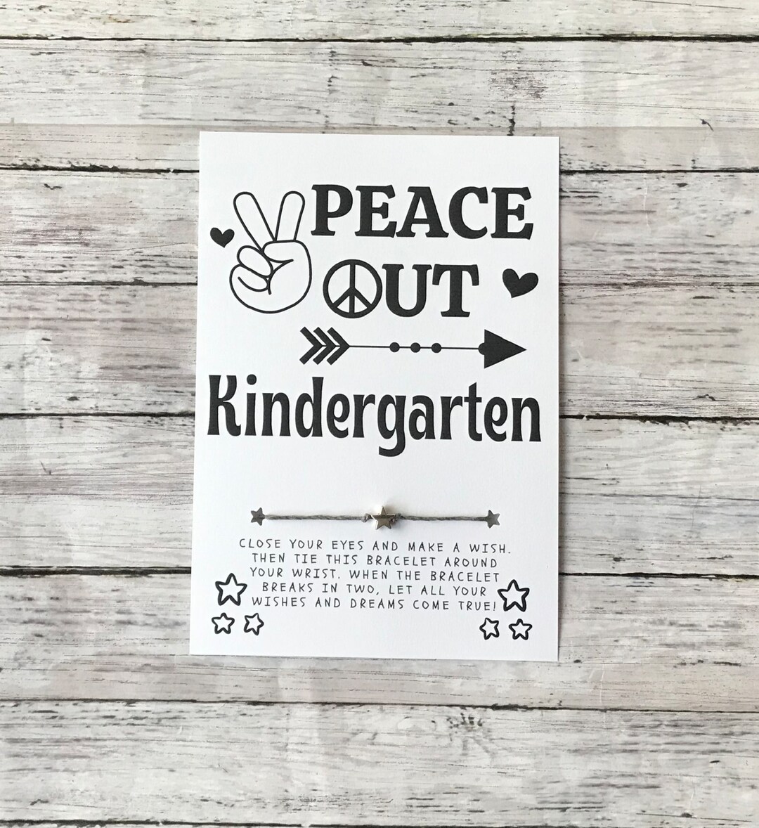 PEACE OUT Kindergarten End of School Year Wish Bracelet - Etsy