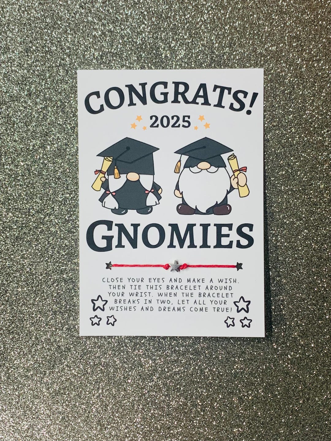 Congrats! 2025 Gnomies Gnome Graduate Wish Bracelet | Graduation Card ...