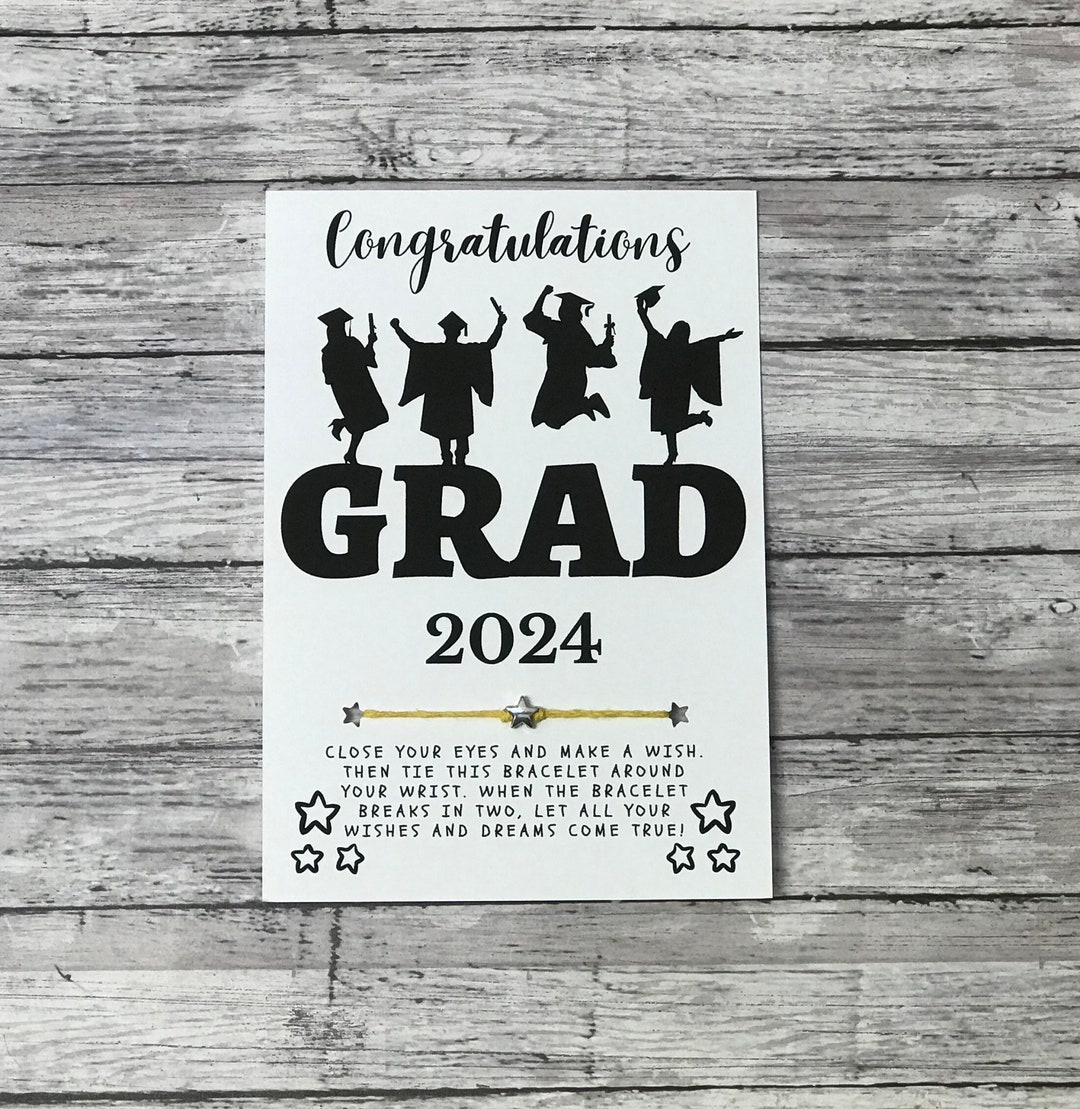 Congratulations Grad 2024 Silhouette Graduate Wish Bracelet Graduation ...