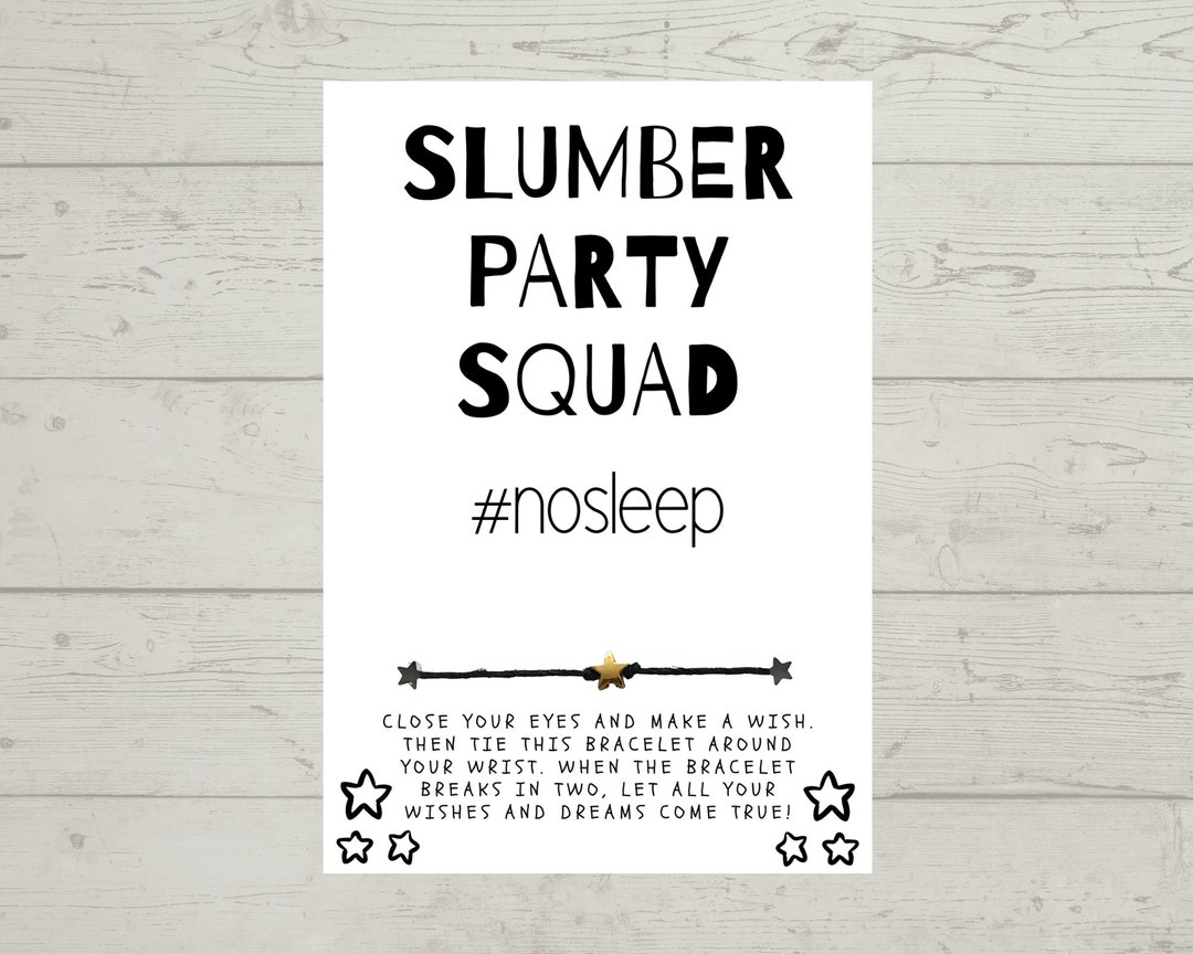 Slumber Party Squad #nosleep Wish Bracelet Friend Gift Party Favors ...