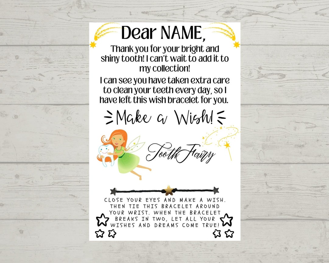 Personalized Thank You for Your Tooth Card With Wish Braceletgift From ...