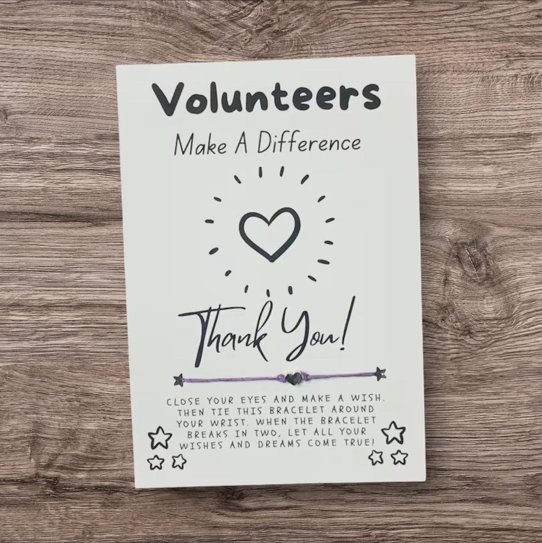 Volunteers, Volunteer Thank You Gift, Volunteer Card, Wish Bracelet ...