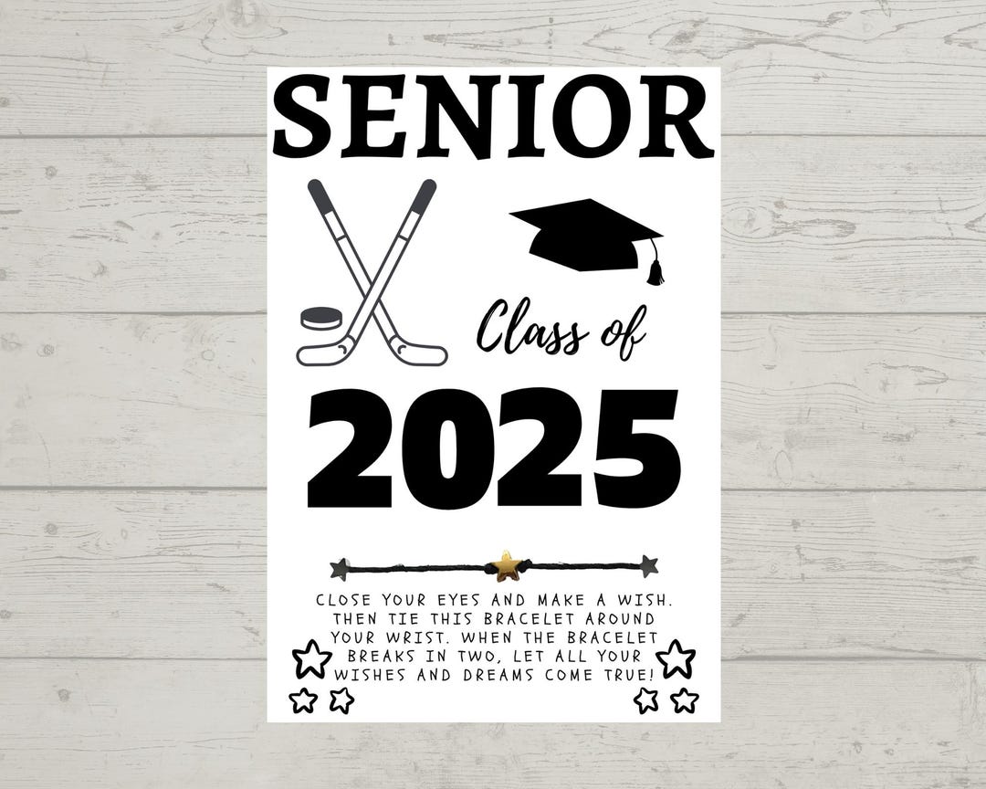 Ice Hockey Senior Class of 2026 Card, Wish Bracelet, Senior Night Gift ...