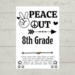 PEACE OUT 8th Grade End of School Year Wish Bracelet, Classroom Wish ...