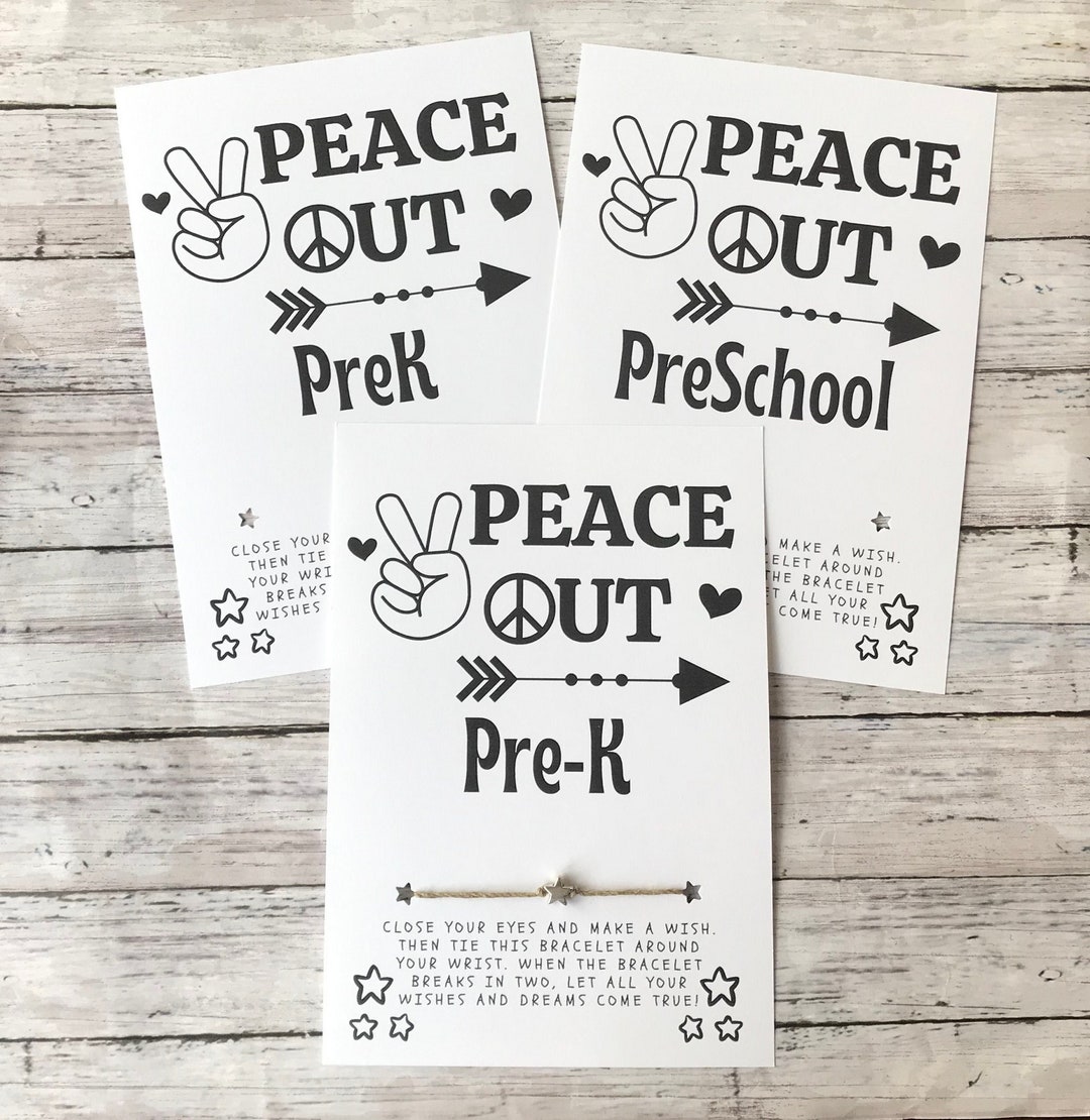 PEACE OUT Preschool/prek/pre-k End of School Year Wish Bracelet ...