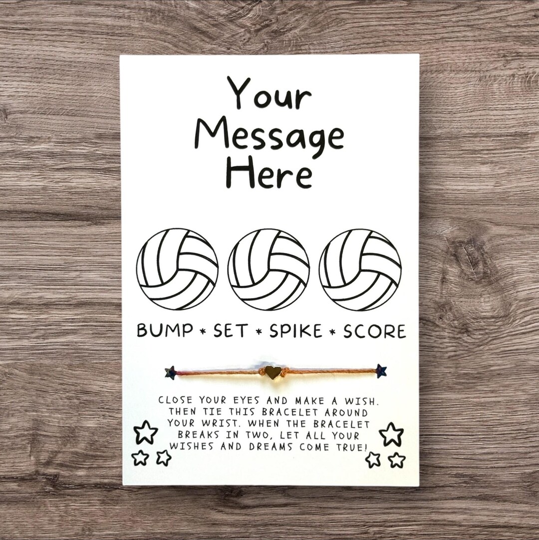 Volleyball Card, Bump Set Spike Score, Wish Bracelet, Team Gift, Party ...