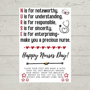 Nurses Day Wish Bracelet, Nurse Appreciation, Nurse Gift, Nurse ...