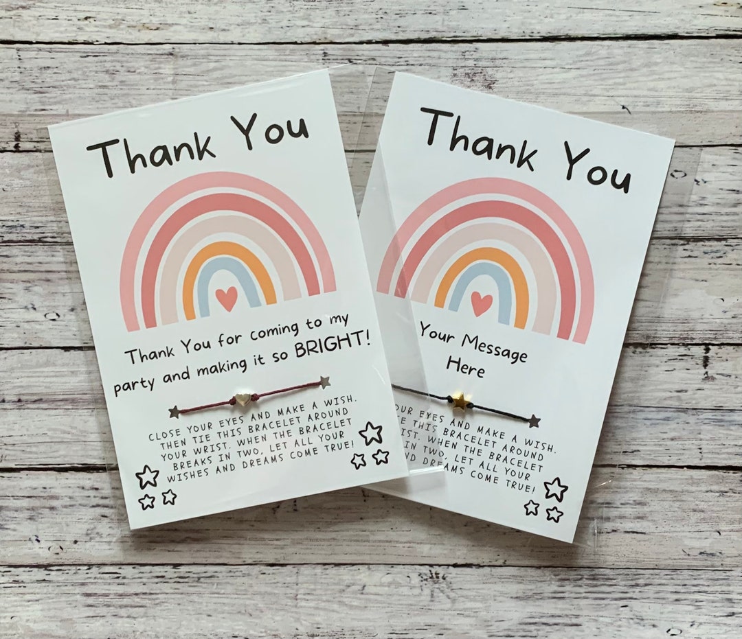 Thank You Card, Thank You Gift, Thank You Wish Bracelet, Appreciation ...
