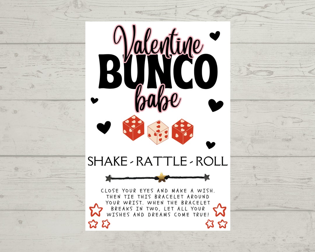 Valentines Day Card Wish Bracelet, Valentine Bunco Babe, Valentine's ...