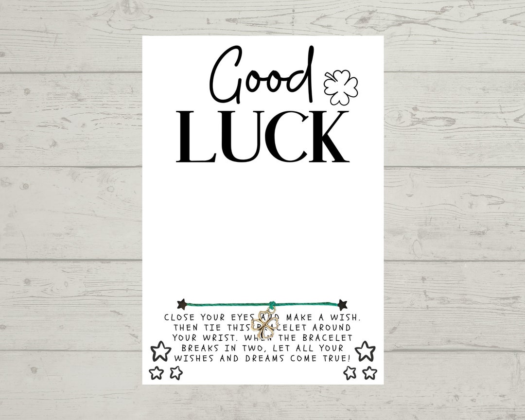 Good Luck Card, Good Luck Shamrock/clover Wish Bracelet, Party Favor ...