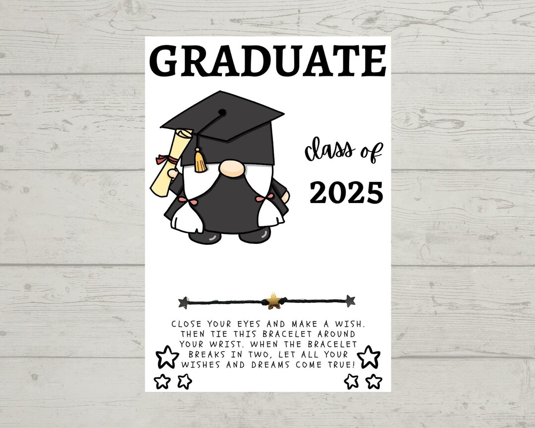 Graduate Class of 2025 Gnomie Girl Gnome Wish Bracelet | Graduation ...