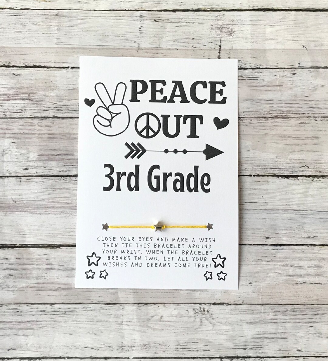 PEACE OUT 3rd Grade End of School Year Wish Bracelet, Classroom Wish ...