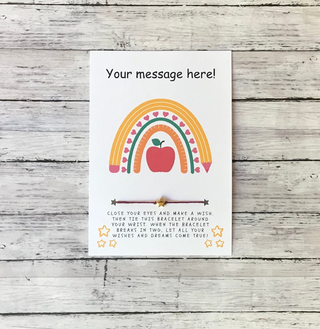 School Supplies Rainbow Wish Bracelet, Back to School, End of School ...