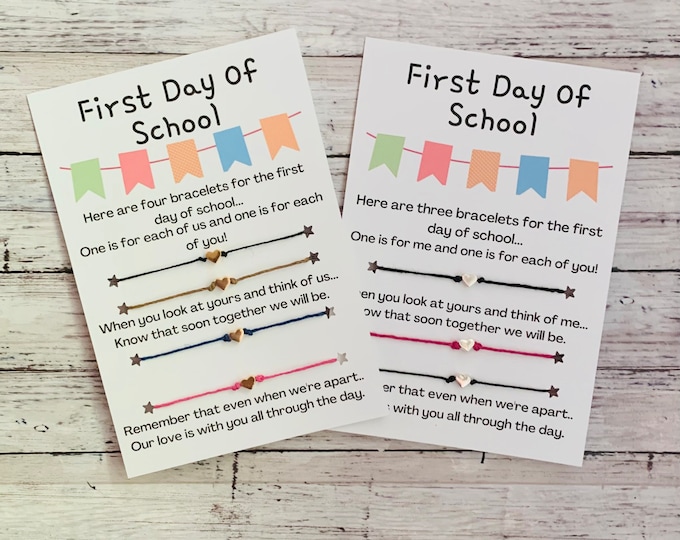 First Day of School Bracelets - Family Set of 3 Bracelets- Parents and ...