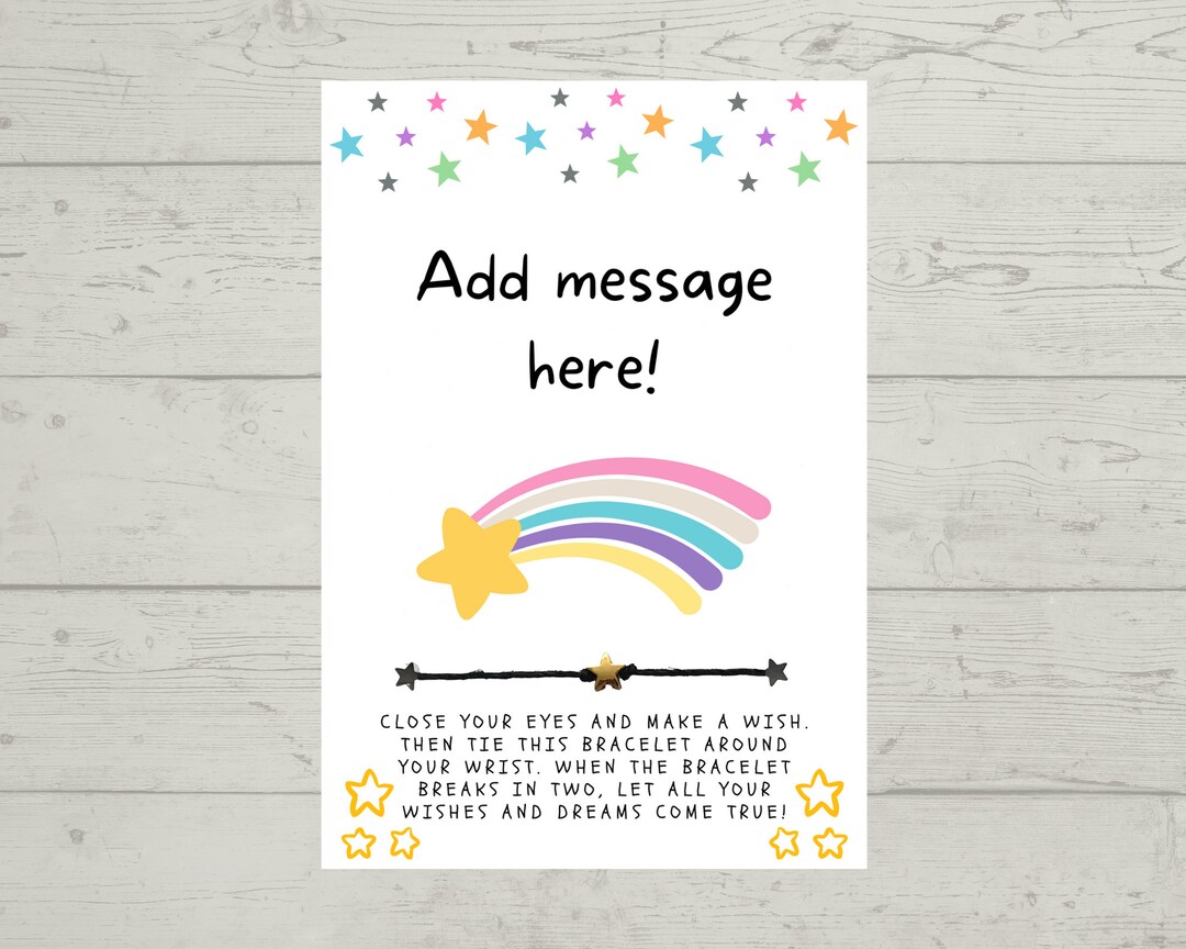 Stars & Shooting Star Wish Bracelet, Make A Wish, Birthday, Thank You ...