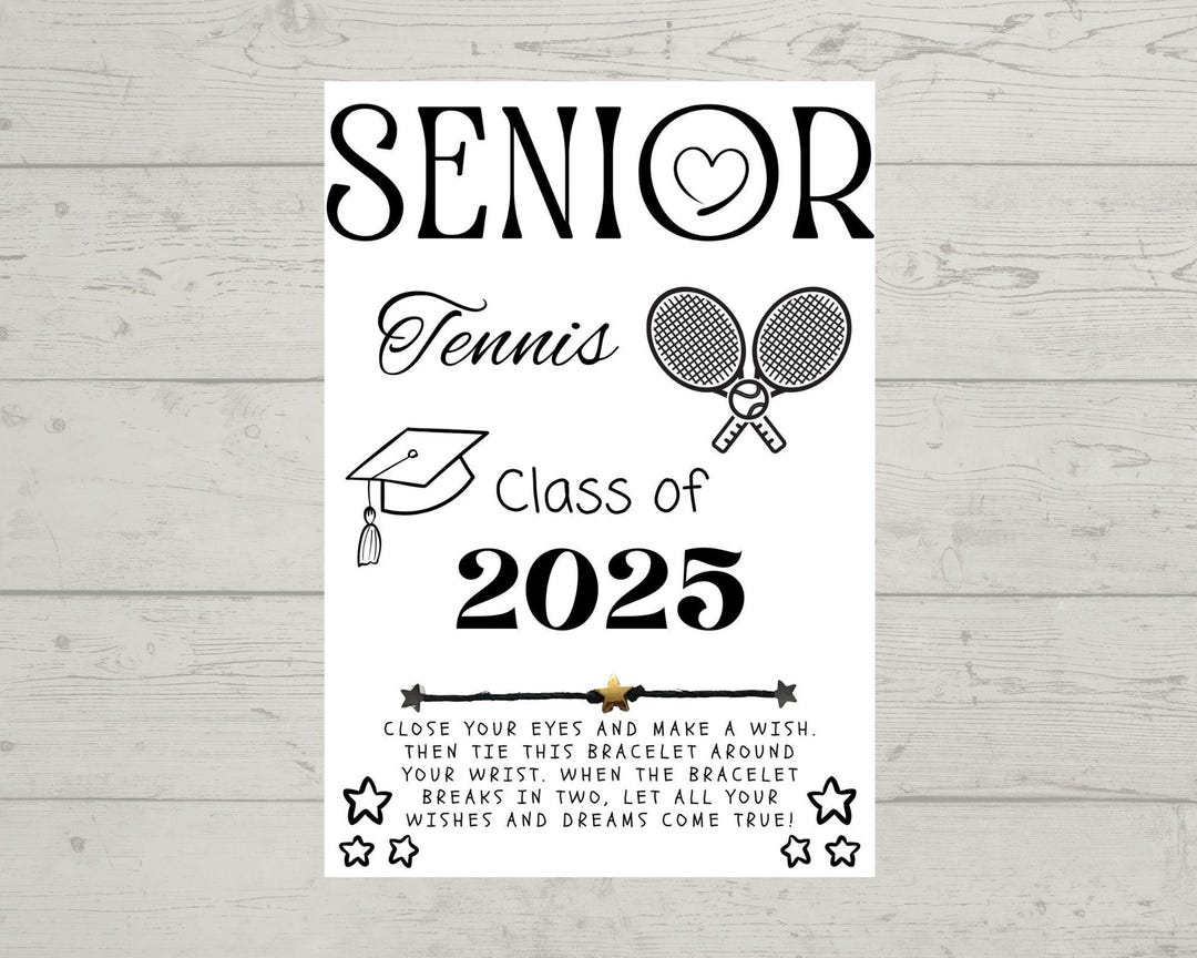 SENIOR Tennis Class of 2026 Wish Bracelet Grad Party Favor, Graduate ...
