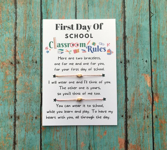 First Day of School RULES Mommy and Me Bracelets Matching - Etsy