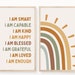 Positive Kid Affirmations Rainbow Wall Art, Printable Boho Earthy ...
