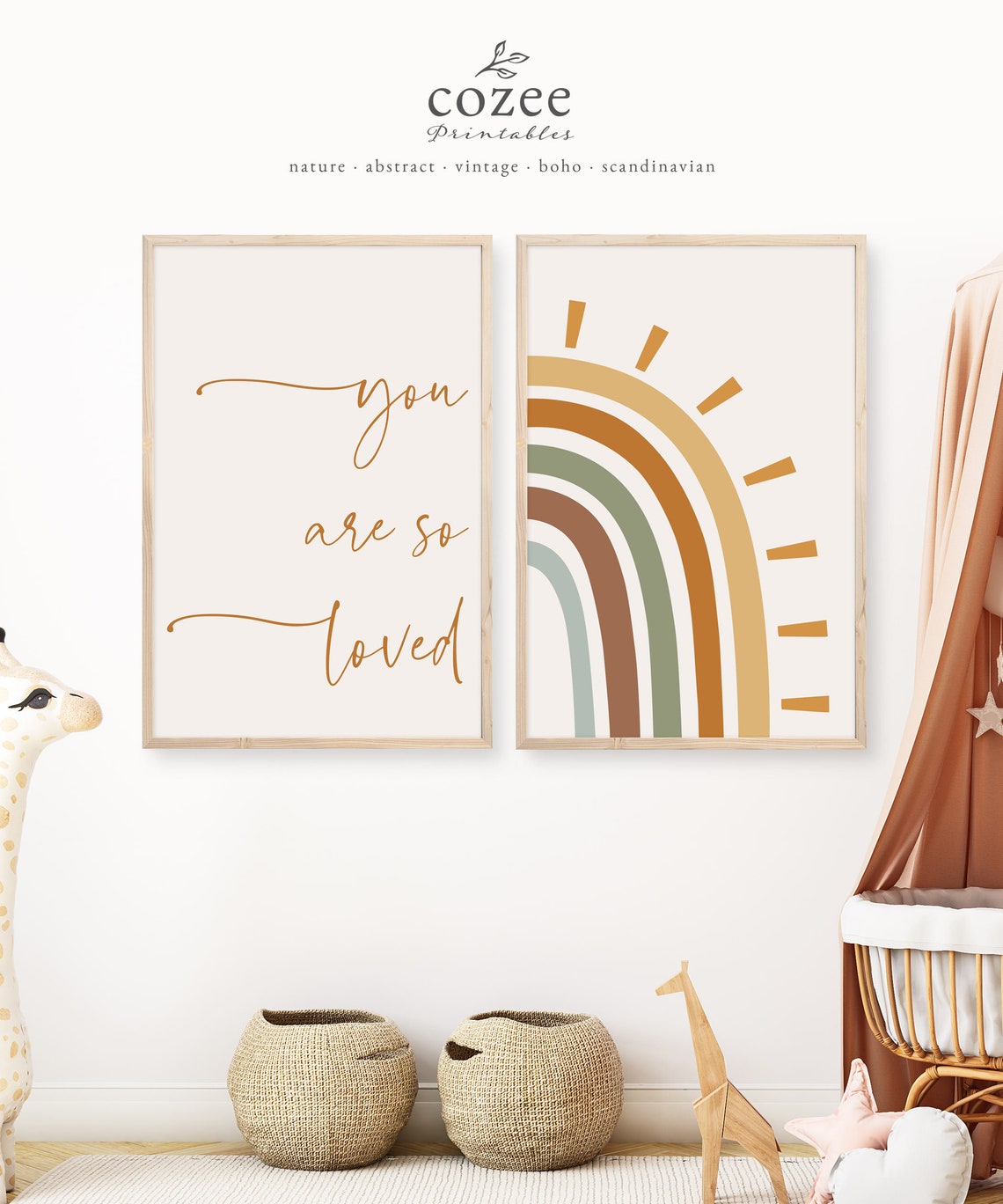 You Are so Loved Rainbow Nursery Wall Art Printable Boho - Etsy