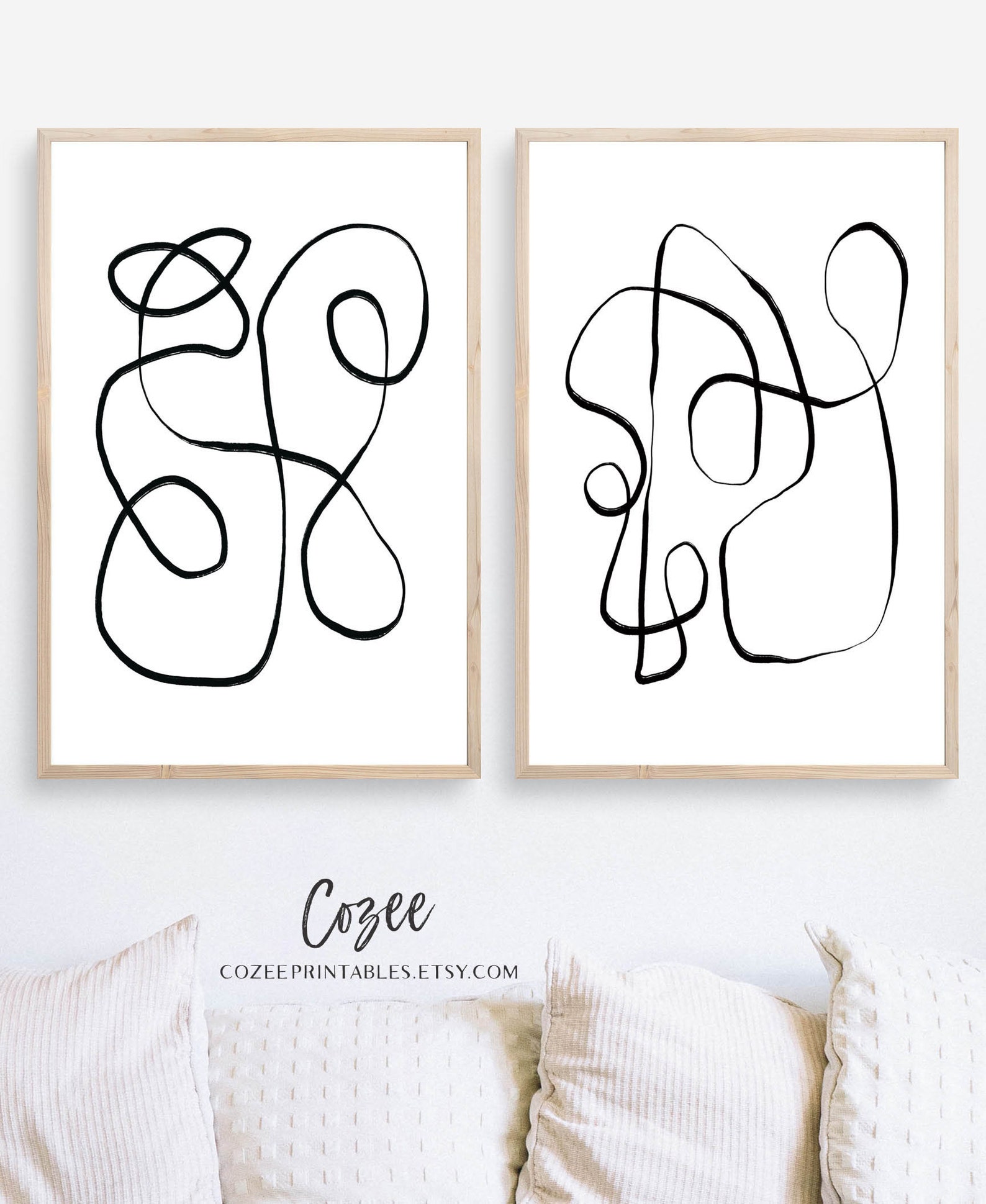 Modern Line Art Set Printable Wall Decor Prints Abstract - Etsy